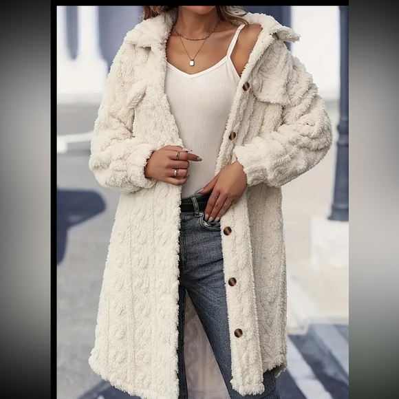 Jackets & Coats | Cozy Fleecelined Long Coat For Women Button Detail ...